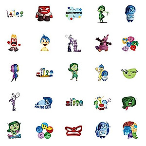 62Pcs Inside Out Stickers Pack,Cartoon Cute Aesthetic Graffiti Vinyl Waterproof Sticker Decals for Water Bottle,Laptop,Phone,Skateboard,Scrapbooking Gifts for Kids Teens Adults for Party Supply Decor