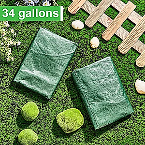 4 Pieces Compost Bin Bags Large 34 Gallon Reusable Yard Waste Bags Lawn Bags Heavy Duty Garden Bag Composting Bags Garbage Can Outdoor Container with Zipper Lid and Handles for Loading Leaf Trash