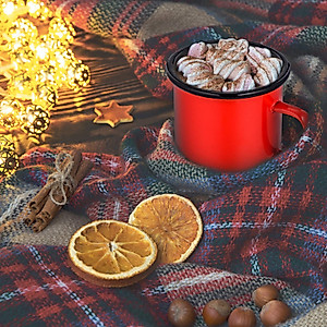 P&P CHEF Enamel Camping Coffee Mug Set of 6, Small Colored Mugs Cups for Family Gathering/Friend Party/Camping/Picnic/Fishing, Lightweight & Portable -12 Ounce (350ML)