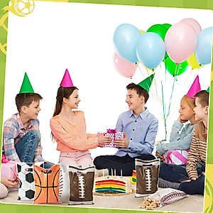 100 Pcs Football Sports Party Favor Bags Soccer Candy Gift Bags, Plastic Goodie Treat Bags Bulk with Handles for Baseball Basketball Theme Event Gift Bag Birthday Supplies Decorations