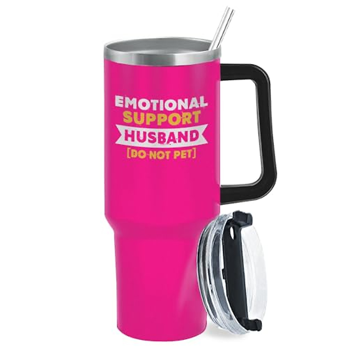 liabiliies Emotional Support Husband Do Not Pet Tumbler 40 oz Tumblers with Handle and Straw Insulated Tumblers Stainless Steel Tumbler Funny Gifts for Men