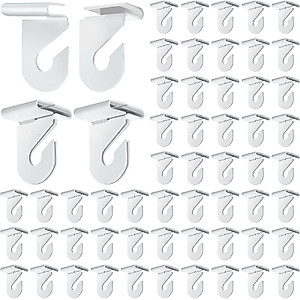 Vicenpal 100 Pair Drop Ceiling Hooks Bulk for Classrooms Hanging, Metal Suspended Track Tile Hooks Aluminum White Heavy Duty T Bar Clips, Hold up to 20 Lbs for School Offices Plants Decorations
