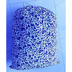 Cotton Mandala Print Washable Blue Laundry Bags Dirty Clothes Toy Storage for College Dorm or Travel Laundry Liner Draw-Cord with Cord-lock Pack Of 5 pcs