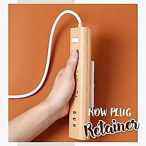 No Trace Self-Adhesive Row Plug Retainer Power Strip Fixator Self Adhesive Power Strip Holder Surge Protector Fixator Wall Mount Punch-Free for Kitchen Home and Office (4Pack)