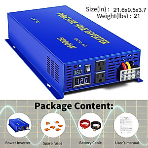 XYZ INVT 5000 Watt Pure Sine Wave Inverter 36V DC to AC 120V, 5000W Power Invert Surge 10000W Power Converter for Solar System. (5000W 36V)