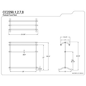 Kingston Brass CC2291 Vintage Freestanding Towel Rack, 29-1/2-Inch Height, 28-Inch Width, Polished Chrome