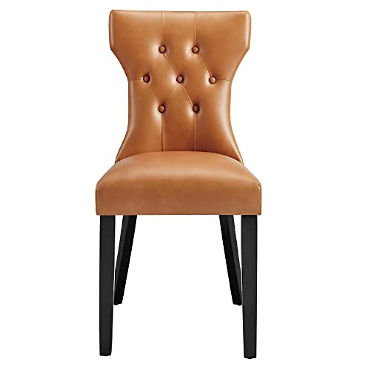 Modway Silhouette Modern Tufted Vegan Leather Upholstered Parsons Tan, One Dining Chair