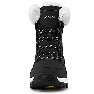 COOJOY Womens Winter Snow Boots Waterproof Shoes Tennis Walking Comfortable Hiking Booties Furry Mid Calf Warm Lightweight Black,US10 EU42