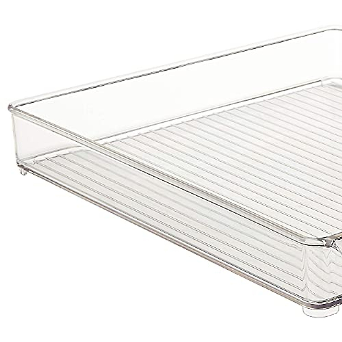iDesign Plastic Refrigerator and Freezer Storage Organizer Tray with Handle for Kitchen, Pantry, Shelf, Counter, BPA-Free, 14.5" x 12" x 2", Clear