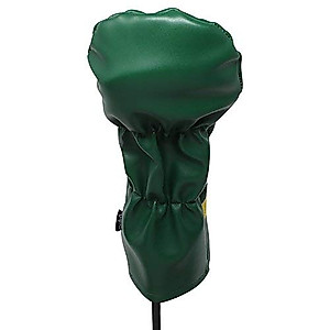 Majek Retro Golf Headcovers Green White and Yellow Vintage Leather Style 1 & 3 Driver and Fairway Head Cover Fits 460cc Drivers Classic Look