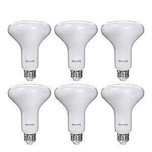 Philips LED Frosted Indoor BR30, Dimmable Warm Glow Effect, 650 Lumen, 2700-2200K, 7.2W=65W, E26 Base, 6-Pack
