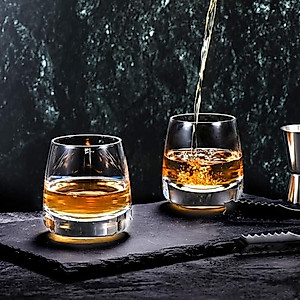 TOOWELL Old Fashioned Whiskey Glass Set of 4 Cocktails Glasses for Scotch Bourbon Liquor and Cocktail Drinks Heavy Base 9OZ Rocks Glasses Perfect for Manhattans Valentines Anniversary Day Gifts