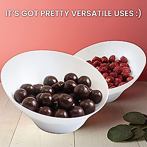 PARTY BARGAINS Angled Plastic Bowls - [5 Pack] White, Heavy-duty Premium Quality Large Serving Bowl, Excellent for Weddings, Baby & Bridal Showers, Parties & More