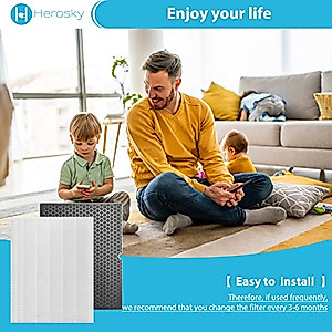 Herosky Replacement H Filter Part 116130 Compatible with Winix 5500-2, Fit for Winix AM80 Post Filter 3 Pack