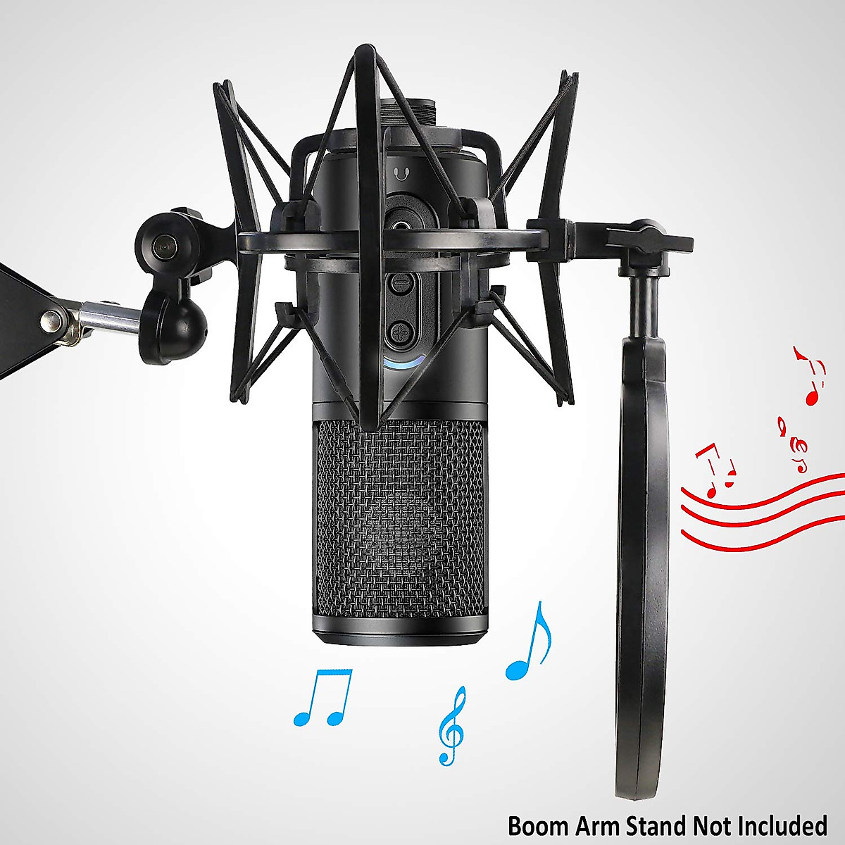 ATR2500X Shock Mount with Pop Filter, Windscreen and Shockmount to Reduce Vibration Noise Matching Mic Boom Arm Stand for Audio-Technica ATR 2500X and ATR2500 USB Condenser Microphone by YOUSHARES