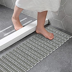 ROMROL Bathtub mat Shower mat Nonslip,Anti-Slip Bath mat for Bathtub Shower mats for Inside Shower, Bath mats for Bathroom Nonslip with Drain Hole and Suction Cups（Grey, 27.2 X 15.4 Inch）