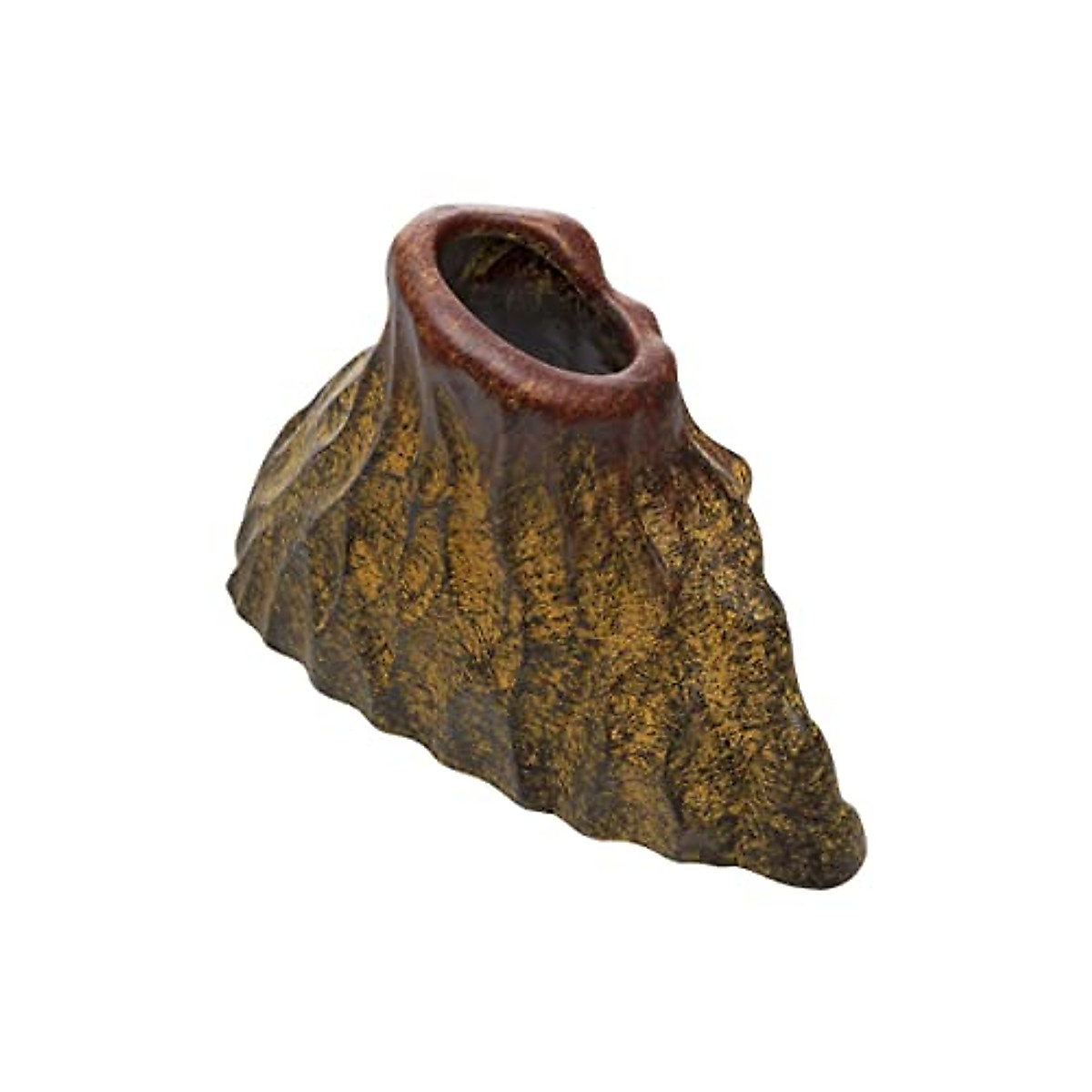 Plecoceramics Aqaurium Volcano Ceramic Decoration, Hideout Log Ornament Hiding Place for Plecos Cichlids Betta Fish