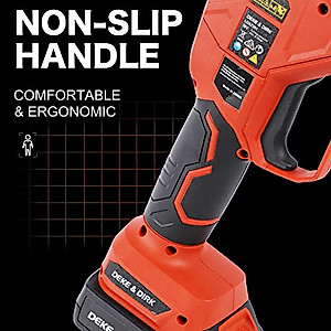 DEKE&DIRK Electric Pruning Shears Professional Cordless Tree Pruner with 2 PCS Rechargeable 2Ah Lithium Battery, Electric Tree Branch Trimmer with Brushless Motor, 1.2 Inch (30mm) Cutting Diameter