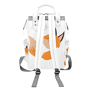 Anneunique Art FoxMaple Leaf Diaper Bags Backpack with Name Personalized Baby Bag Nursing Nappy Bag Travel Tote Bag Gifts for Mom Girl,10.83x6.69x15 inch