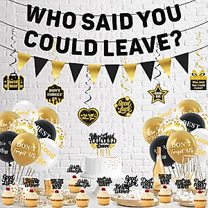 Roetyce Farewell Party Decorations, Who Said You Could Leave Banner Cake Toppers Balloons Hanging Swirls, Going Away Retirement Leaving Party Decorations for Men Women, Coworker Goodbye Party Supplies