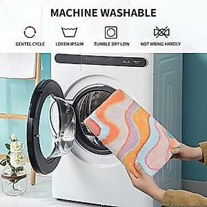 Vintage Abstract Area Rug 3x5 Faux Wool Accent Rug Soft Non-Slip Aesthetic Geometric Bedroom Rug Machine Washable Floor Mat Carpet for Bedroom Living Room