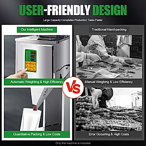 JAYGOVAN 10-999g Particle Filling Machine Automatic Filler Machine Stainless Steel Weighing Filling Machine with Foot Pedal 8 Speed Adjustable Powder Filler Particle Dispenser for Tea Seeds Grains