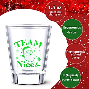 Hotop 2 Pcs Christmas Shot Glasses Funny Christmas Naughty Nice Novelty Glass Set Holiday Drinking Glasses1.5 oz Espresso Shot