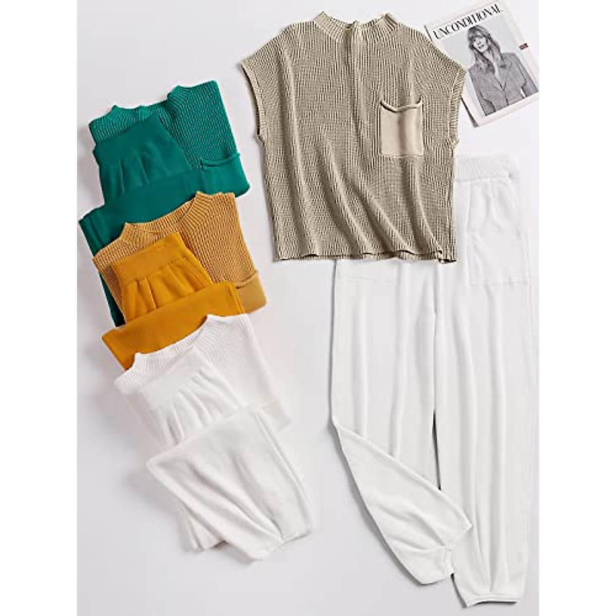 ANRABESS Women's Two Piece Outfits Sweater Sets Knit Pullover Tops and Casual Pants Tracksuit Matching Sets Loungewear 2023 Summer Fashion Clothes Sweat Suit 953qiankaqi-L