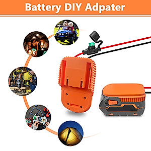 EID Power Wheels Adapter for Ridgid Battery 18V AEG Hyper Li-ion Battery Dock Power Connector with 14AW Wire and Fuse for DIY Use, RC Toy, Rc Car Truck, e-Bike