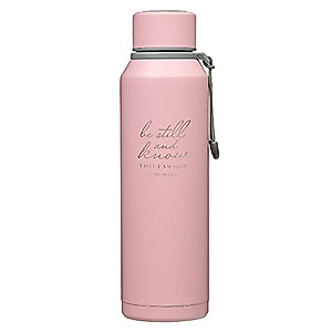 Christian Art Gifts Insulated Stainless Steel Double Wall Vacuum Sealed Water Bottle for Women: Be Still & Know - Psalm 46:10 Inspirational Bible Verse for Hot/Cold Liquids All Day, Pink, 24 fl. oz.