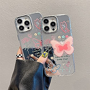 Espumoso Case for Mirror with Hand Stand Holder Flexible Cute Case Soft Print Silicone Clear Makeup Mirror Women Girls Shockproof Protect Cover (Butterfly)