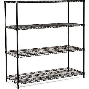 Nexel Adjustable Wire Shelving Unit, 4 Tier, NSF Listed Commercial Storage Rack, 24" x 60" x 86", Black Epoxy