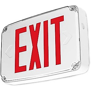 LED ENERGY PLUS Wet Location Red Exterior Weatherproof Outdoor LED Exit Sign with 90 Minutes Battery Backup AC 120V/277V UL Listed