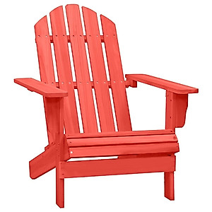 Tidyard Patio Adirondack Chair Solid Fir Wood Red Outdoor Fire Pit Chair Wooden Garden Armchair for Porch Pool Lawn Deck Backyard Balcony Outdoor