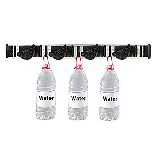 L-KEE Mop Rack Wall Mount, Mop Holder Organizer with 4 Racks 5 Hooks, Aluminum Alloy Broom Holder, Multifunctional Mop Rack for Cleaning Tool in Storage Garage Home Garden Office