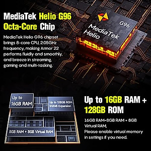 Ulefone Armor 22 (16+128GB) Rugged Smartphone, 64MP Night Vision Camera + 64MP Wide-Angle Camera, Android 13 Unlocked Cell Phone, 6.58 FHD+, 120Hz, 6600mAh, IR Blaster, NFC 4G Dual Sim- All Black