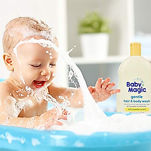 Baby Magic Gentle Hair & Body Wash, Soft powder scent, 30 Fl Oz, Pack of 4, With nourishing Calendula and Coconut Oil