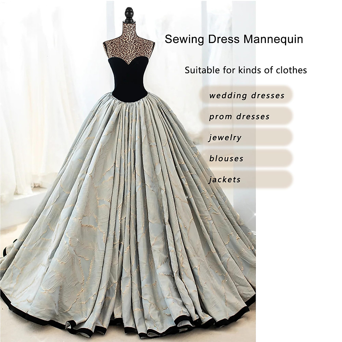 Encomle Dress Form Female Mannequin Torso, Height Adjustable Mannequin Body with Stand for Sewing, Display, Leopard Print