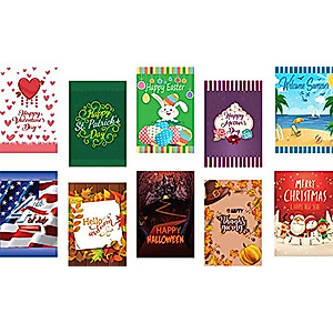 Seasonal Garden Flags Set of 10 Double Sided Halloween Fall Garden Flag, Small Festive Yard Flags for Holiday Outdoor Decorations 12.5x18 Inch for All Seasons and Holidays - Premium Quality Material