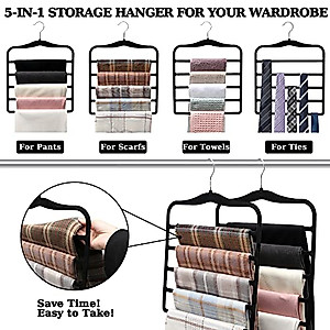 Closet Organizers and Storage,3 Pack Velvet Pants-Hangers-Space-Saving,Non Silp 5 Tier Scarf Jeans Closet Organizer,Dorm Room Essentials for College Students Girls Boys Guys,Organization and Storage