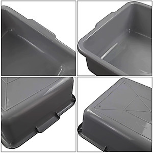 Yesdate 4 Packs 24 L Plastic Commercial Bus Box, Large Bus Tub, Utility Bus Tote, Grey