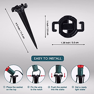 100-Pack Plastic Light Stakes, 4.5 Inch Christmas Yard Stakes for C7 C9 Christmas Lights Outdoor, Universal Light Stakes for Outdoor Holiday Lights Use on Garden Lawn Patio Path Walkway – Black