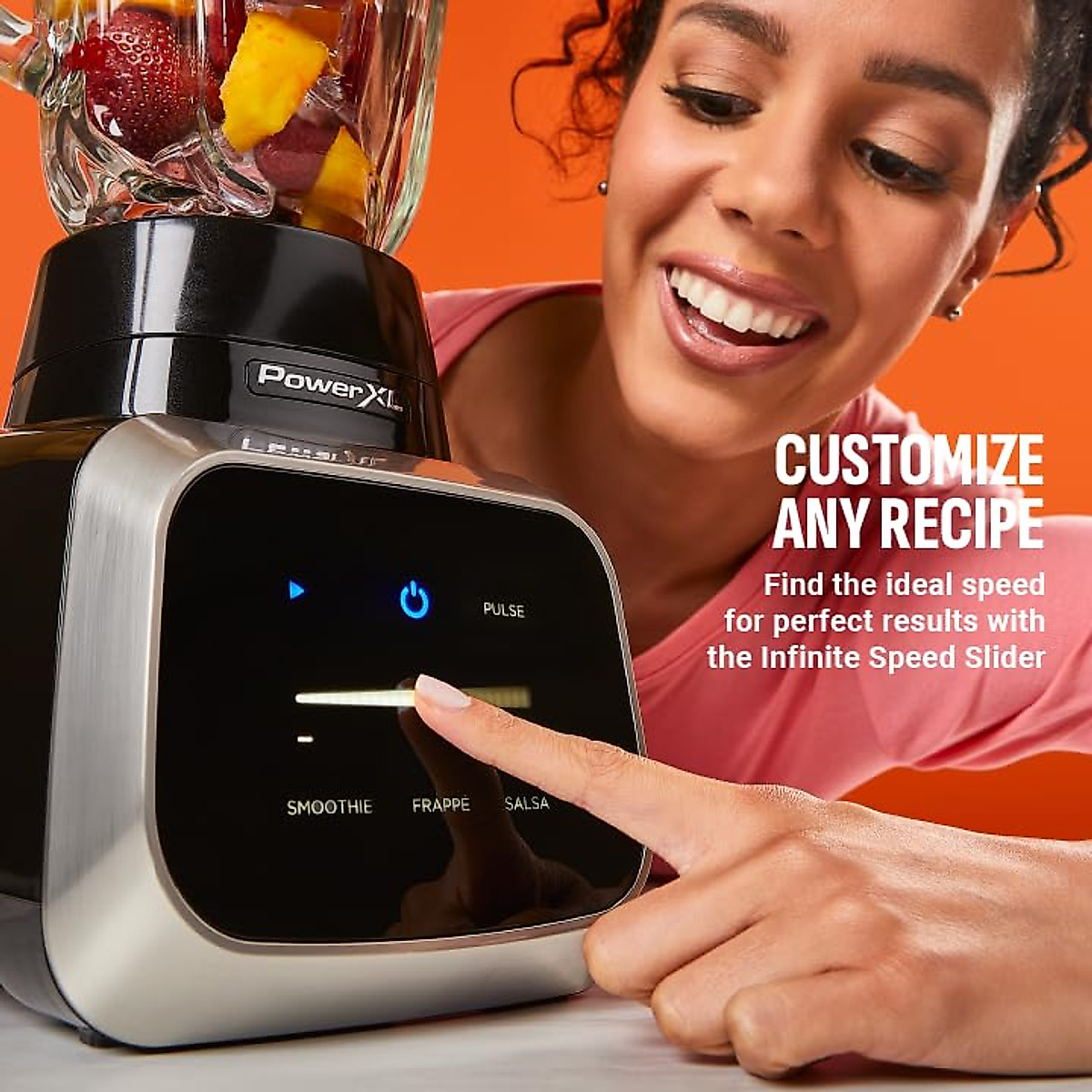 PowerXL Smart Pro Blender, BL6018, Smart Sensing Technology for Smooth Blends, Frappés, Salsas, 1800 Watts & 68 oz. Glass Pitcher