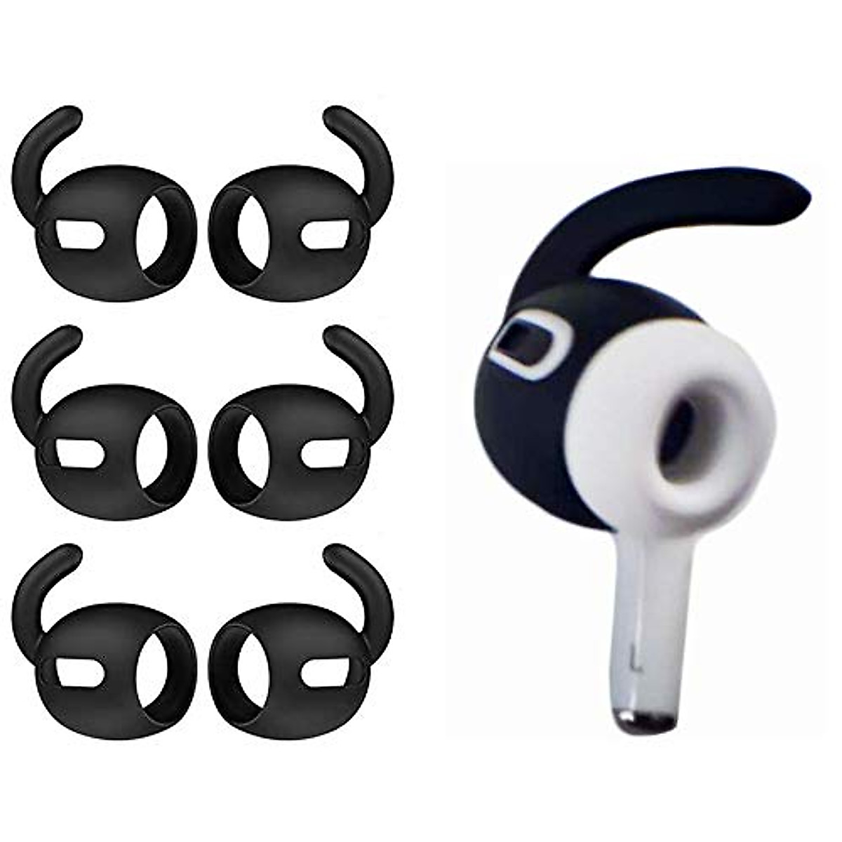 Zotech 3 Pairs AirPods Pro 1st & 2nd Gen Ear Hooks Secure Anti Slip Covers (Black)