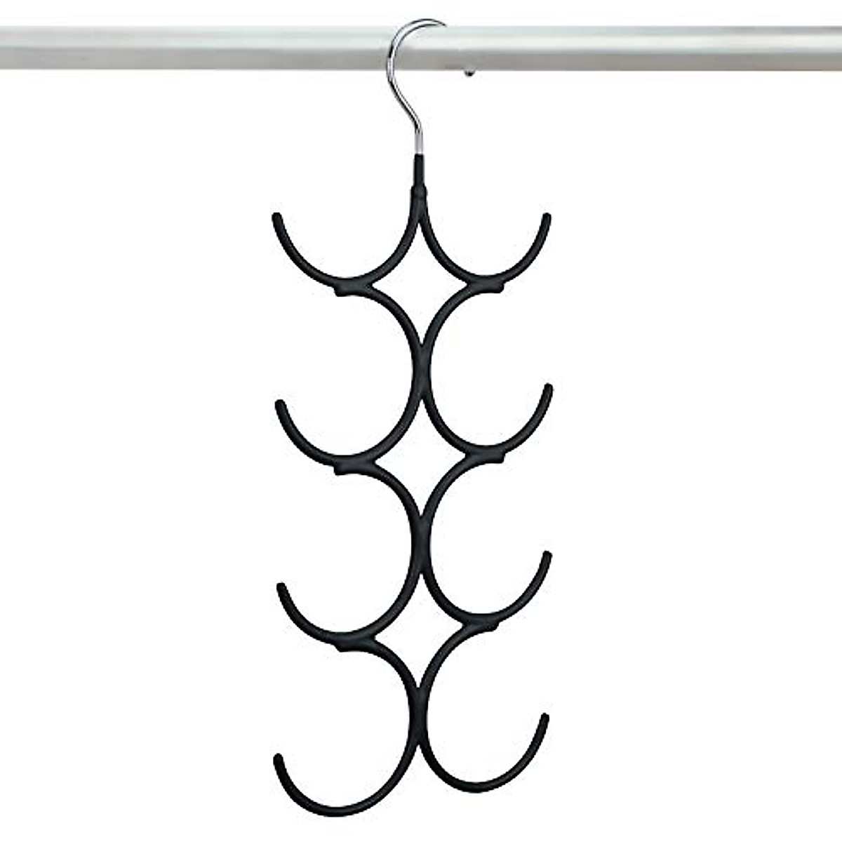 Yizhi Scarf Hanger Organizer Holder, No Snag Belt Rack Tie Hanger Sturdy 8 Hook Space Saving Closet Accessory Organizer for Scarves, Ties, Belts, Shawls, Pashminas and Jewelry (2, Black)