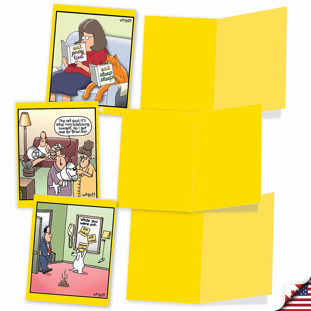 The Best Card Company - Variety Pack of 10 Funny Assorted Blank All Occasions Notecards 4 x 5.12 Inch w/Envelopes - Cartoon Humor for Men, Women (10 Designs, 1 Each) - Wild for Whyatt M6463OCB