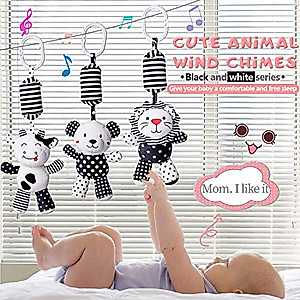 rolimate Baby Toy Cartoon Animal Stuffed Hanging Rattle Toys, Baby Bed Crib Car Seat Travel Stroller Soft Plush Toys with Wind Chimes, Best Birthday Gift for Newborn 0-18 Month