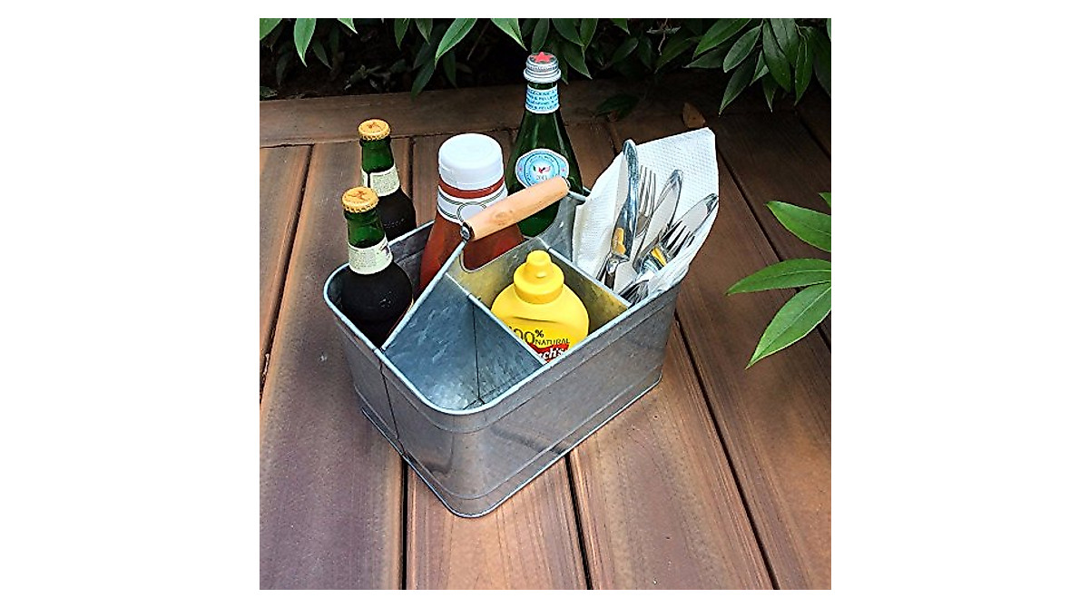 Benzara Galvanized Metal Carry All Serveware - Durable & Portable