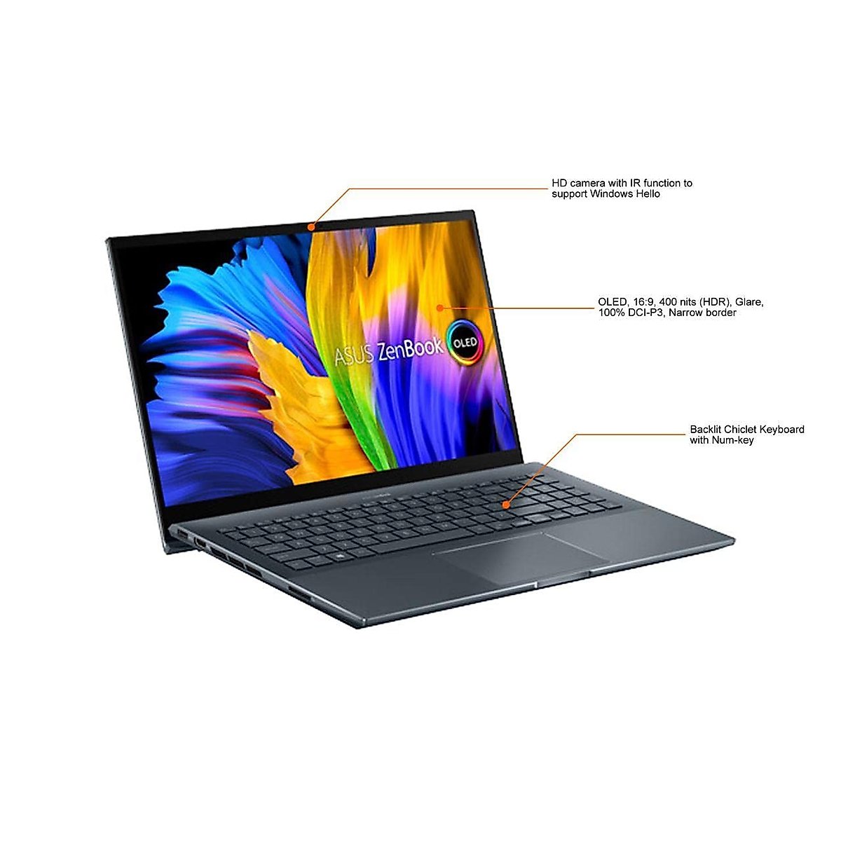 ASUS 2023 Zenbook Pro 15 OLED FHD Touchscreen PC 8-Core AMD Ryzen 9 5900HX NVIDIA GeForce RTX 3050 Ti 4GB GDDR6 16GB DDR4 1TB NVMe SSD WiFi AC USB-C HDMI2.0 Backlit Keyboard Windows 11 Pro w/RE USB
