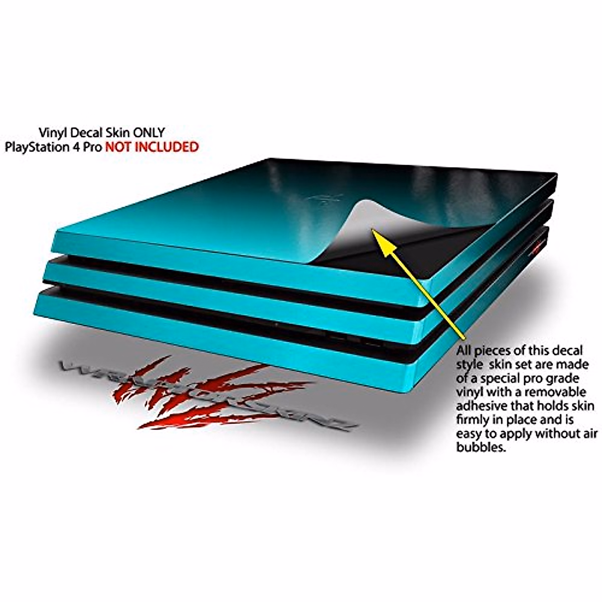 WraptorSkinz PS4 Pro Skin Wrap Smooth Fades Neon Teal Black - Decal Style Skin fits Sony PlayStation 4 Pro Console